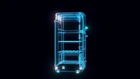 Vintage style refrigerator hologram 4k | Stock Video | Pond5