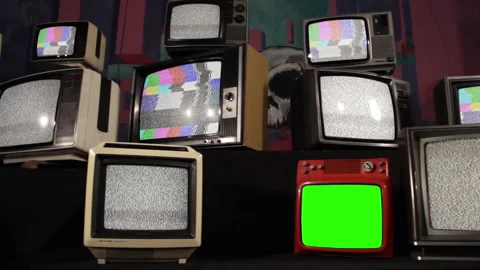 Vintage Televisions with Static Noise, T... | Stock Video | Pond5