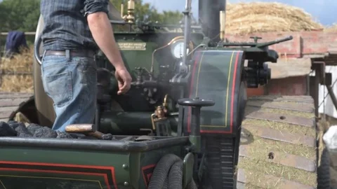 Vintage Traditional Steam Powered Thresh... | Stock Video | Pond5
