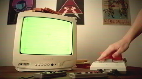 Vintage tv chroma key green screen with ... | Stock Video | Pond5