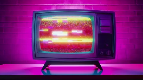 Vintage TV with glitch and bad distortio... | Stock Video | Pond5