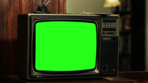 Vintage TV with Green Screen. Red Tone. ... | Stock Video | Pond5