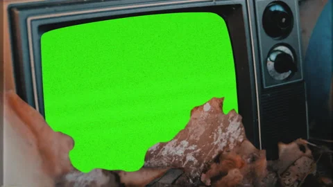 Vintage TV Green Screen Static Noise Tel... | Stock Video | Pond5