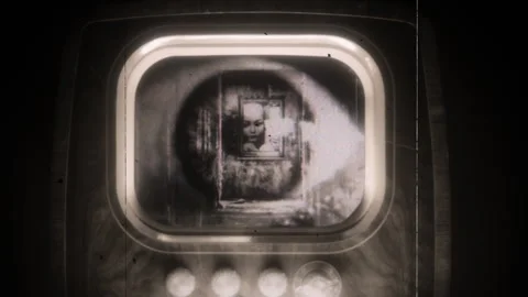Vintage TV Spooky Scene Retro Television... | Stock Video | Pond5