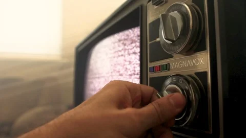 Vintage TV with Static Close Up changing... | Stock Video | Pond5