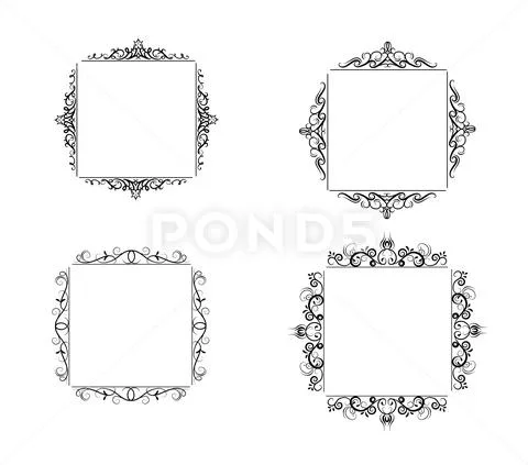 Vintage vector swirl frame set: Royalty Free #78990450