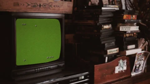 Vintage VHS Television Green Screen Time... | Stock Video | Pond5