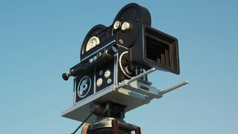 Vintage video camera on a clear sky back... | Stock Video | Pond5