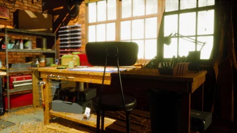 Vintage wild west carpenter shop interio... | Stock Video | Pond5