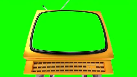 Vintage yellow TV receiver with green sc... | Stock Video | Pond5