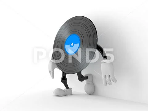 Vinyl character leaning on wall on white background ~ Clip Art #130493031
