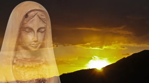 Virgin Mary and Beautiful Sunset | Stock Video | Pond5