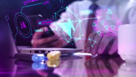 Virtual augmented reality panel with art... | Stock Video | Pond5