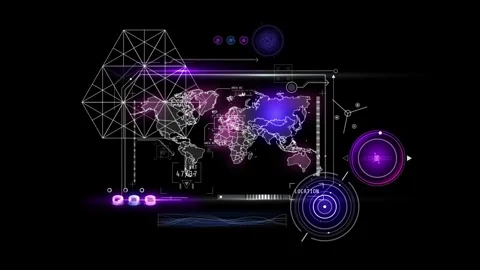 Virtual earth map with infographic data ... | Stock Video | Pond5