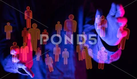 A virtual projection of a group of people - social media connection ...