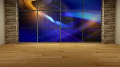 Virtual Set Blue Movable BG With 3D Back... | Stock Video | Pond5