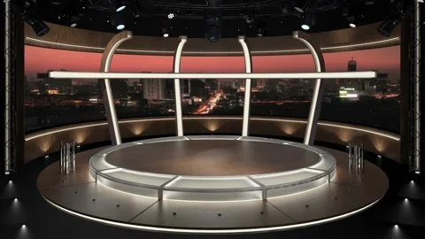 Virtual TV Studio Set. Green screen back... | Stock Video | Pond5