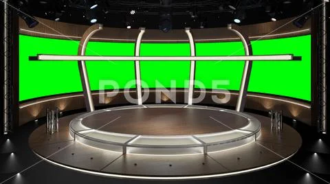 Virtual TV Studio Set. Green screen background. 3d Rendering ...