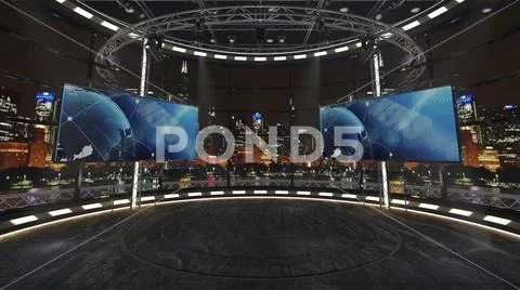 Virtual TV Studio Set. Green screen background. 3d Rendering. Virtual ...