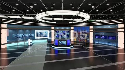 Photograph: Virtual TV Studio Set. Green screen background. 3d ...