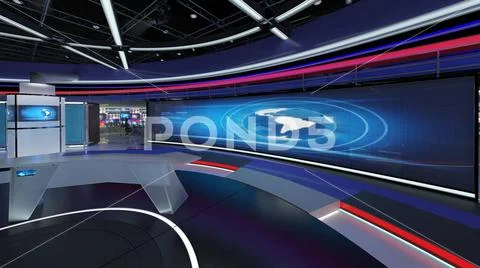 Virtual TV Studio Set. Green screen background. 3d Rendering. Virtual ...