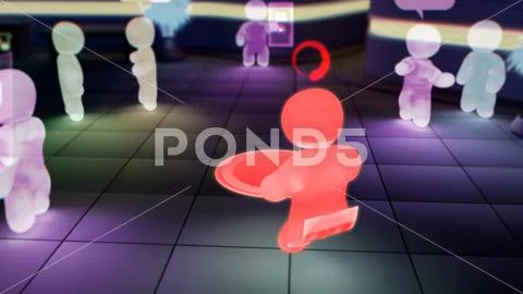 Virtual universe avatar with loading wheel above head Illustration ...