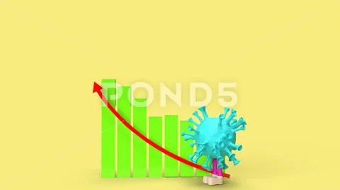 Virus chart and arrow multi colour 3d rendering.: Graphic #135037289