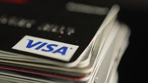Visa credit card symbol on the table. Pi... | Stock Video | Pond5