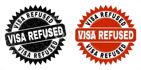 VISA REFUSED Black Rosette Watermark with Distress Texture Illustration ...