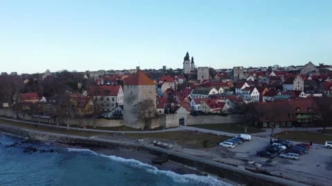Visby, Sweden: Aerial of the Visby old ... | Stock Video | Pond5