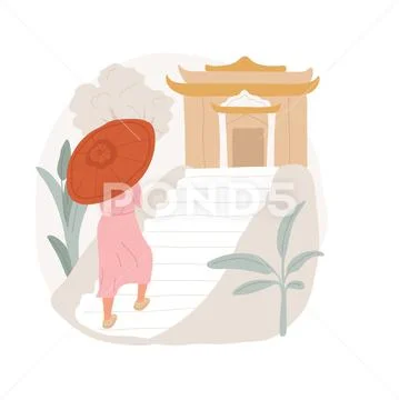 Visiting a temple abstract concept vector illustration.: Royalty Free ...