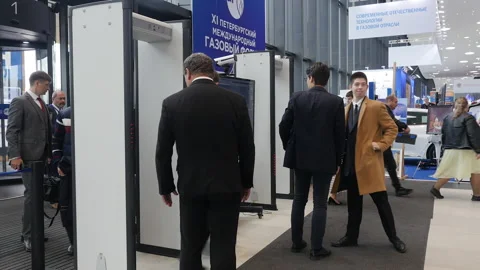 Visitors, people entering at hall at exh... | Stock Video | Pond5