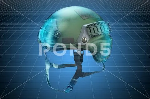 Visualization 3d cad model of combat helmet. 3D rendering Illustration ...