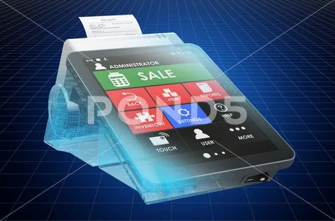 Visualization 3d cad model of online cash register, blueprint. 3D ...