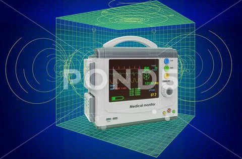 Visualization 3d cad model of Patient Medical Monitor, blueprint. 3D ...