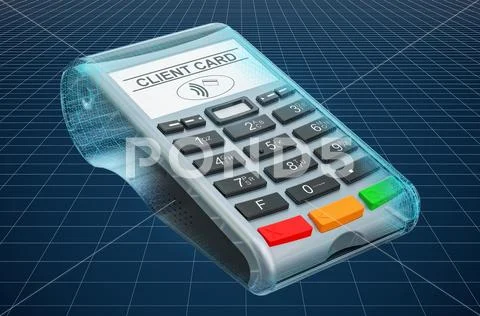 Visualization 3d cad model of POS-terminal. 3D rendering: Royalty Free ...