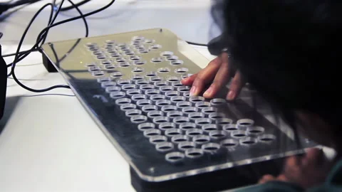 Visually Impaired Girl at Computer Class... | Stock Video | Pond5