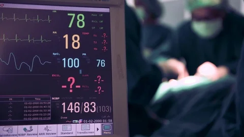 Vital sign display heart beat in operati... | Stock Video | Pond5