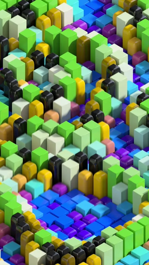 Vivid 3D Shapes Vertical Loop | Stock Video | Pond5