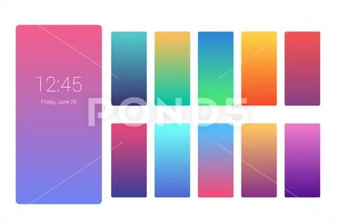 Vivid color background design on smartphone screen. Gradients set ...