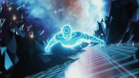 vj loop synthwave vaporwave human flying... | Stock Video | Pond5