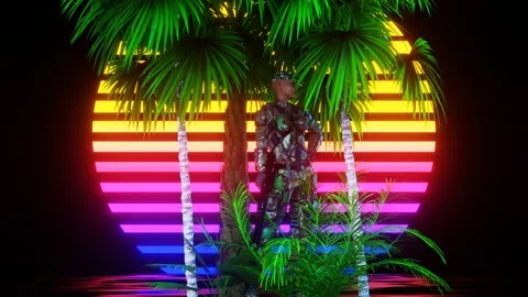 VJ Loops Warrior Girl under Palm Trees. ... | Stock Video | Pond5