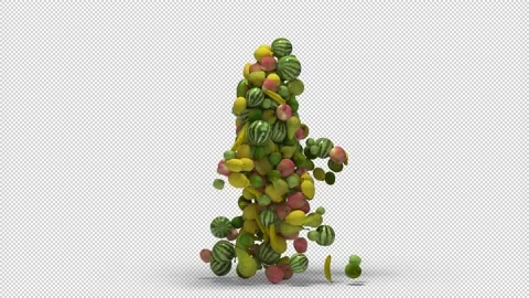 Vj Walking Fruit Man with transparent (a... | Stock Video | Pond5