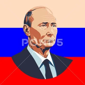 Vladimir Putin on the background of the national flag: Graphic #236202389
