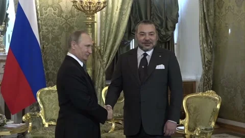 Vladimir Putin met with King Mohammed VI... | Stock Video | Pond5