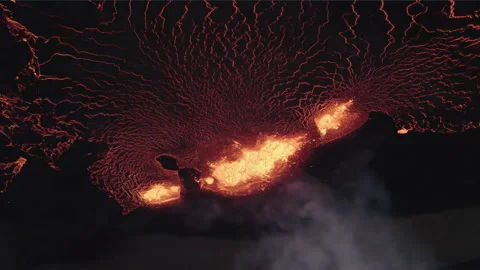 Volcanic Eruption at Night, Top Down Aer... | Stock Video | Pond5