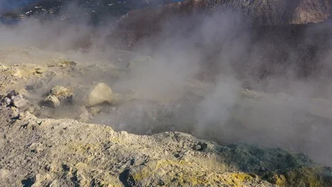 Volcanic gas exiting through fumaroles o... | Stock Video | Pond5