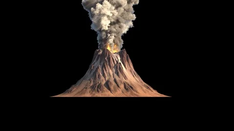Volcano eruption with alpha mask | Stock Video | Pond5
