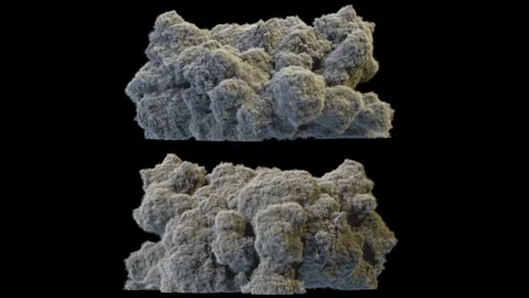 Volcano eruption, dense gray smoke, with... | Stock Video | Pond5