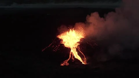 Volcano Lava Fissure Eruption Close-Up: ... | Stock Video | Pond5